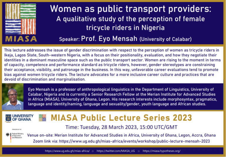 Public Lecture: Women as public transport providers; Speaker: Prof. Eyo ...